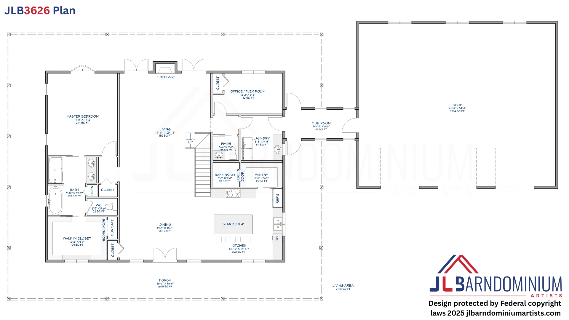 JLB3626 Plan - JL Barndominium Artists